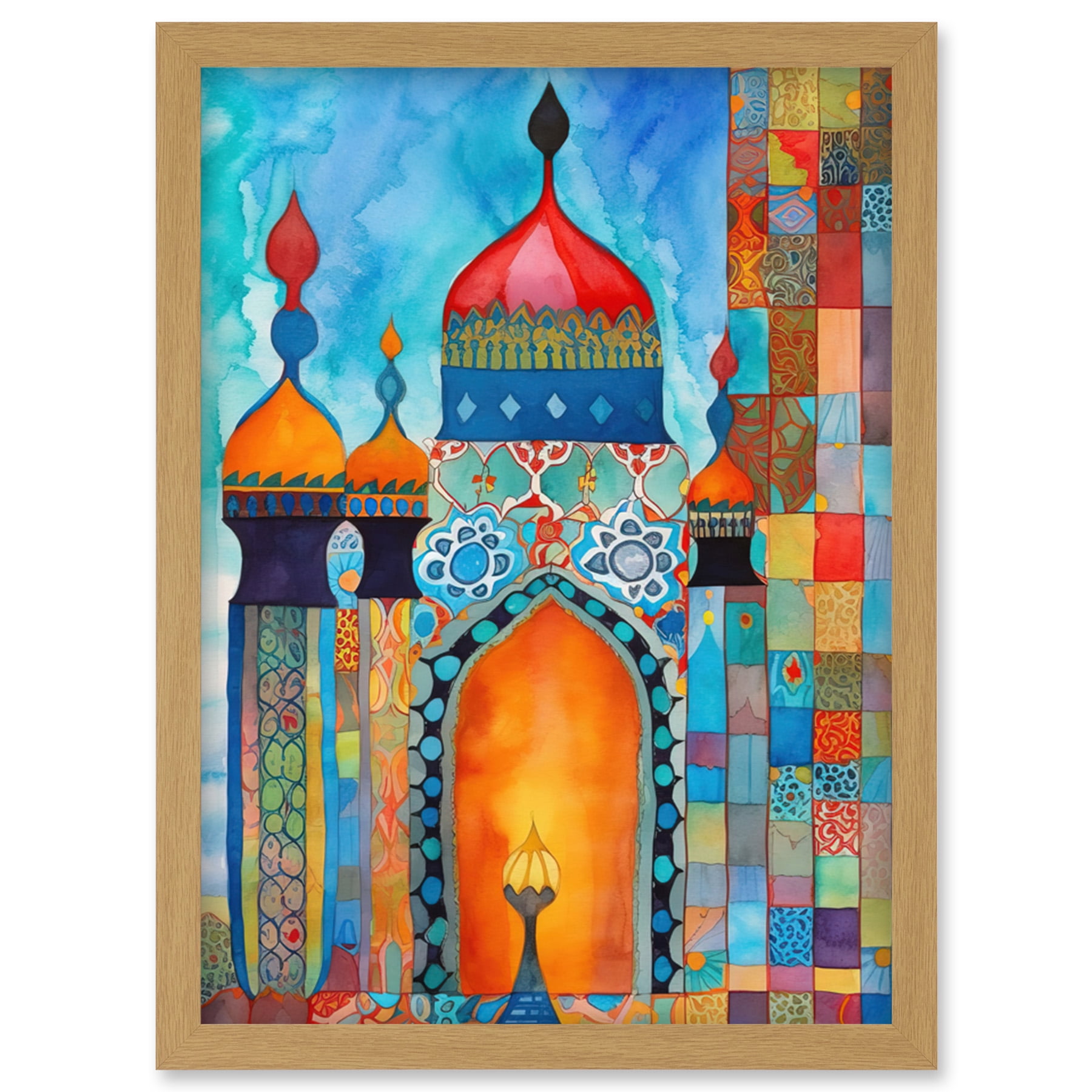 Abstract Islamic Mosque Entrance Prayer Folk Art Artwork Framed Wall ...