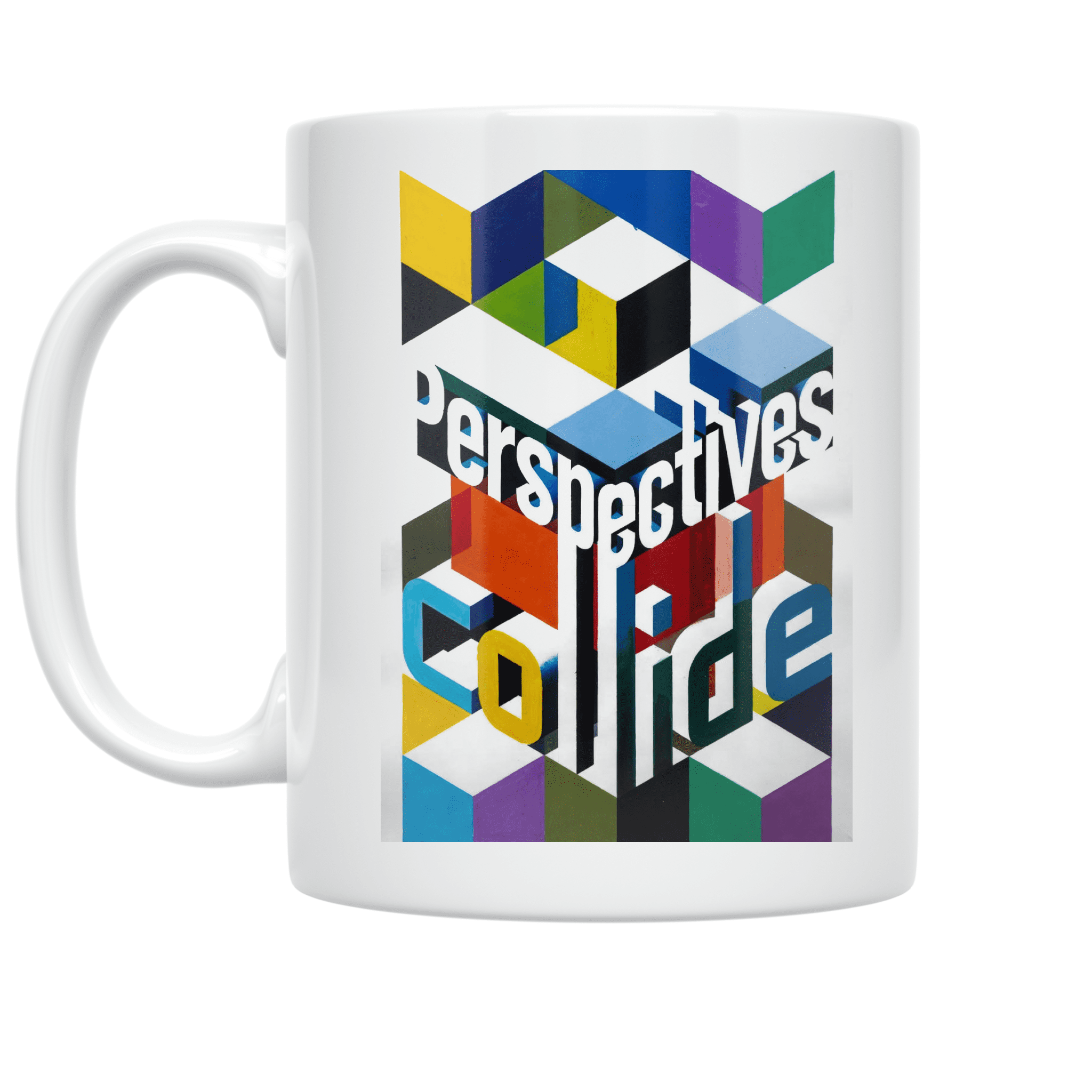 Abstract Isometric Art Design - Modern Art Enthusiast - 11 oz Ceramic ...