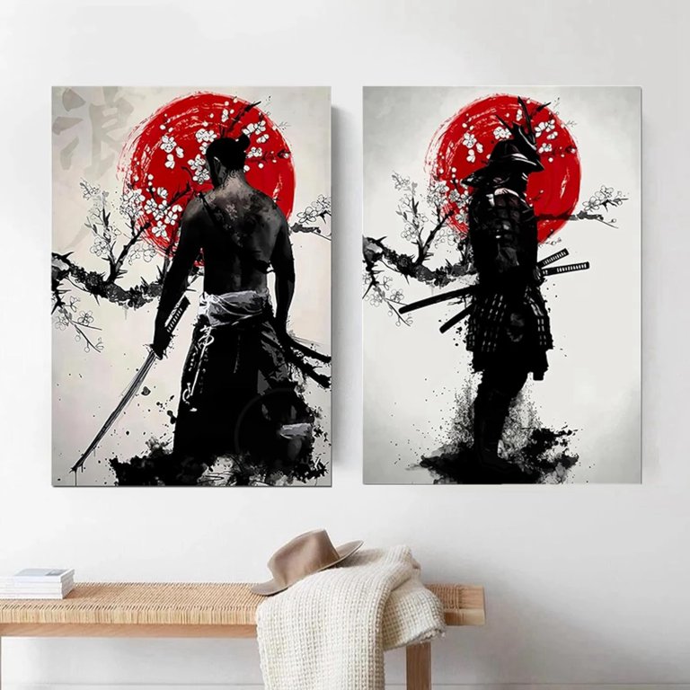 Samurai Japanese Wall Art Japan Samurai Musashi Vagabond Black And