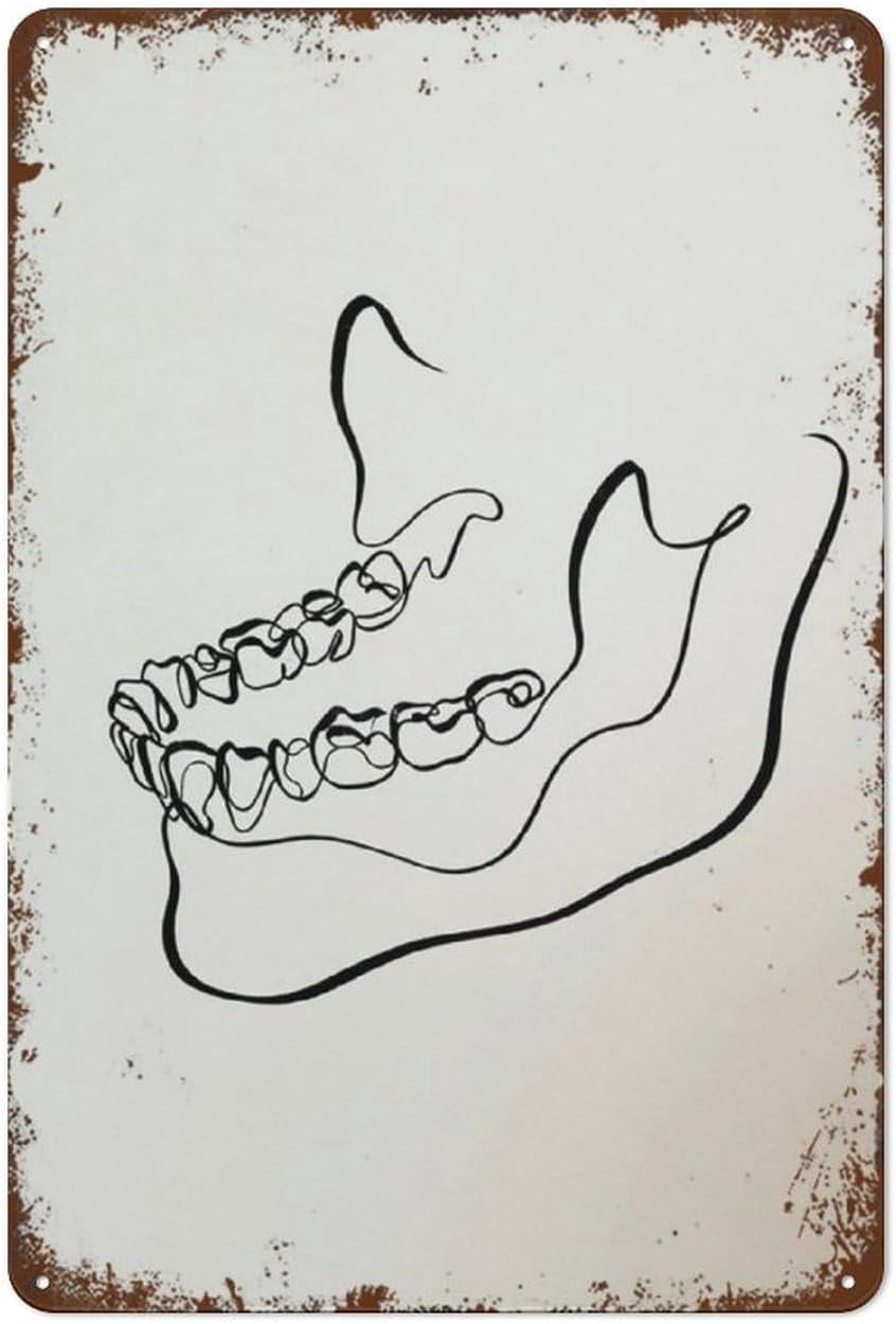 Abstract Jaw And Teeth Wall Art Dental Line Art Painting Minimalist ...