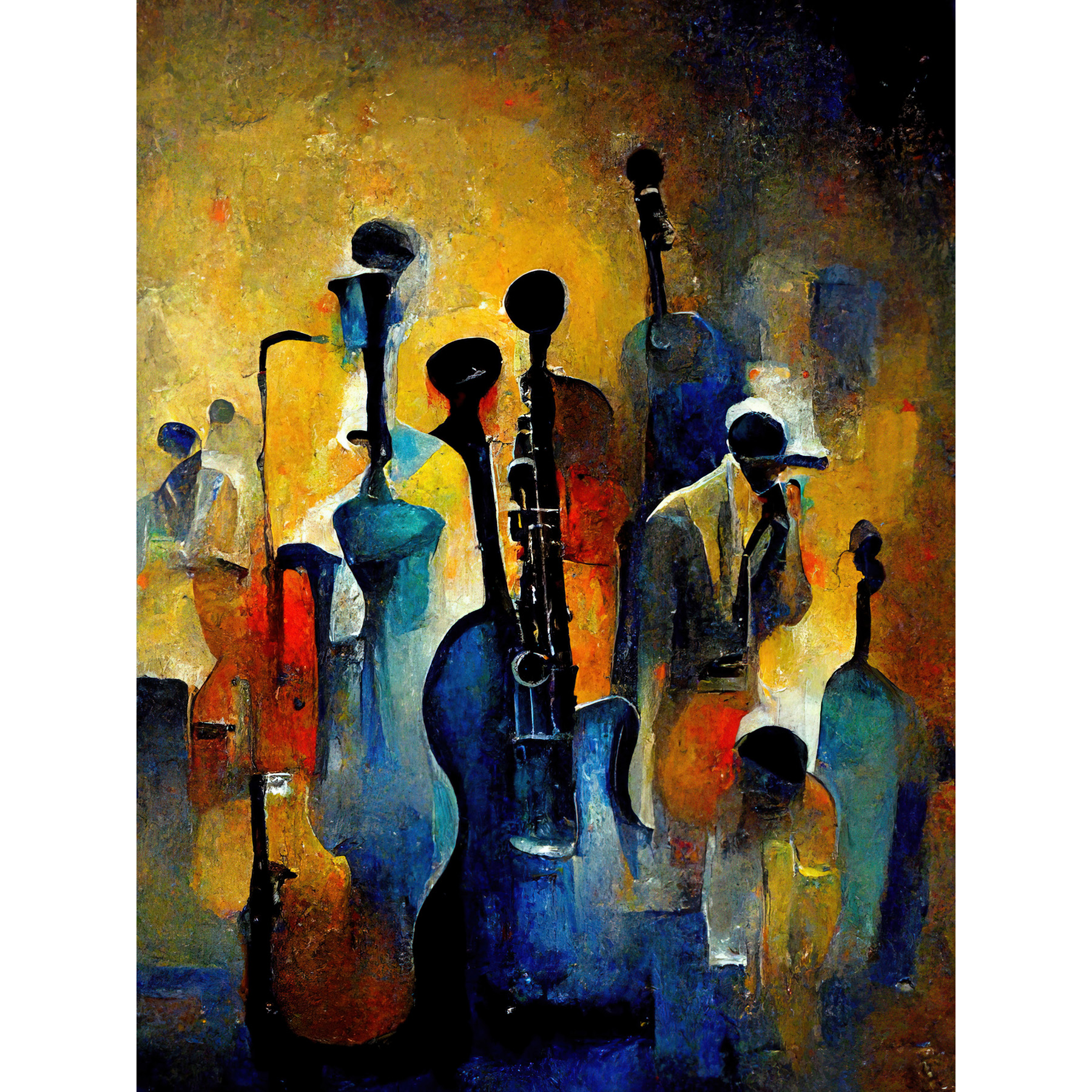 Abstract Jazz Orchestra Rhythm & Blues Music Oil Large Wall Art Poster ...