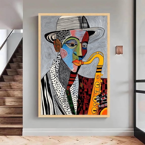 Abstract Jazz Saxophonist Modern Musician Wall Art Poster Home Decor ...