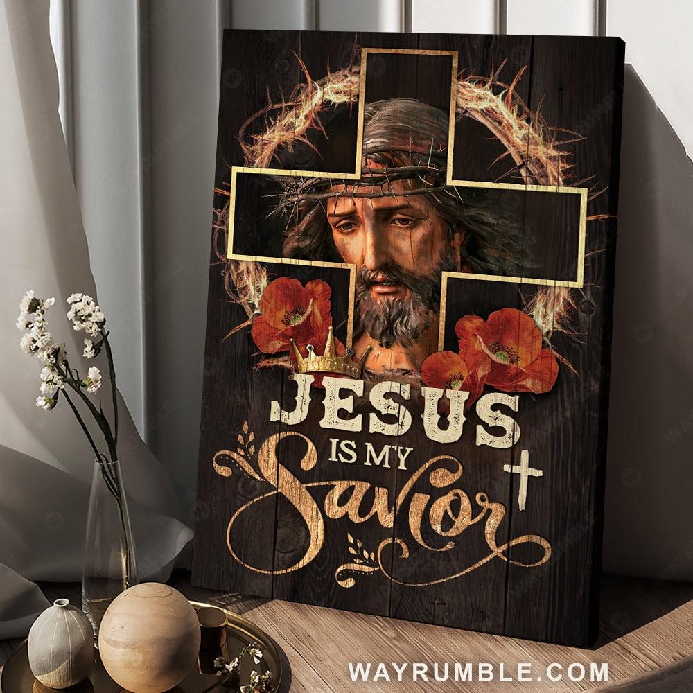 Abstract Jesus Christ Painting, Crown Of Thorns, Red Flowers, Jesus Is ...