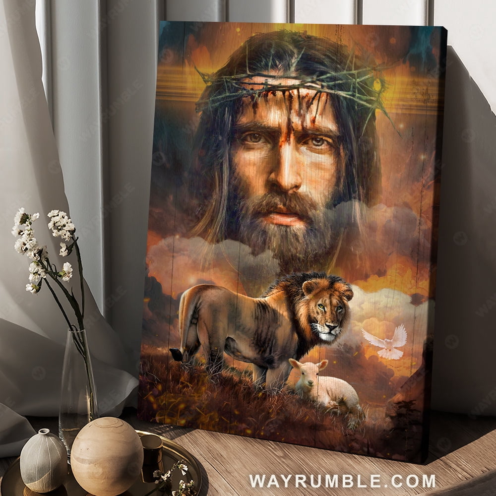 Abstract Jesus Painting Lion Of Judah Lamb Of God Holy Spirit Dove ...