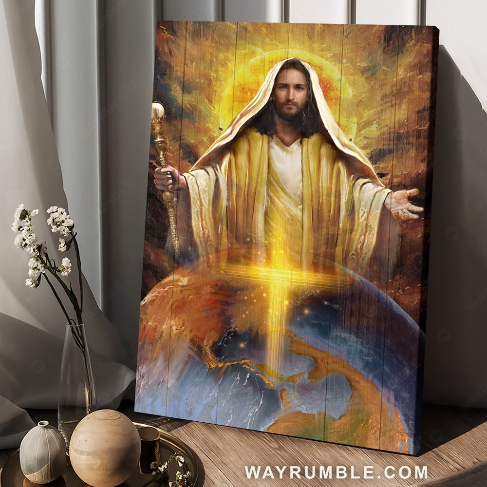 Abstract Jesus Painting, Religious Art, He'S Got The Who.Le World In ...