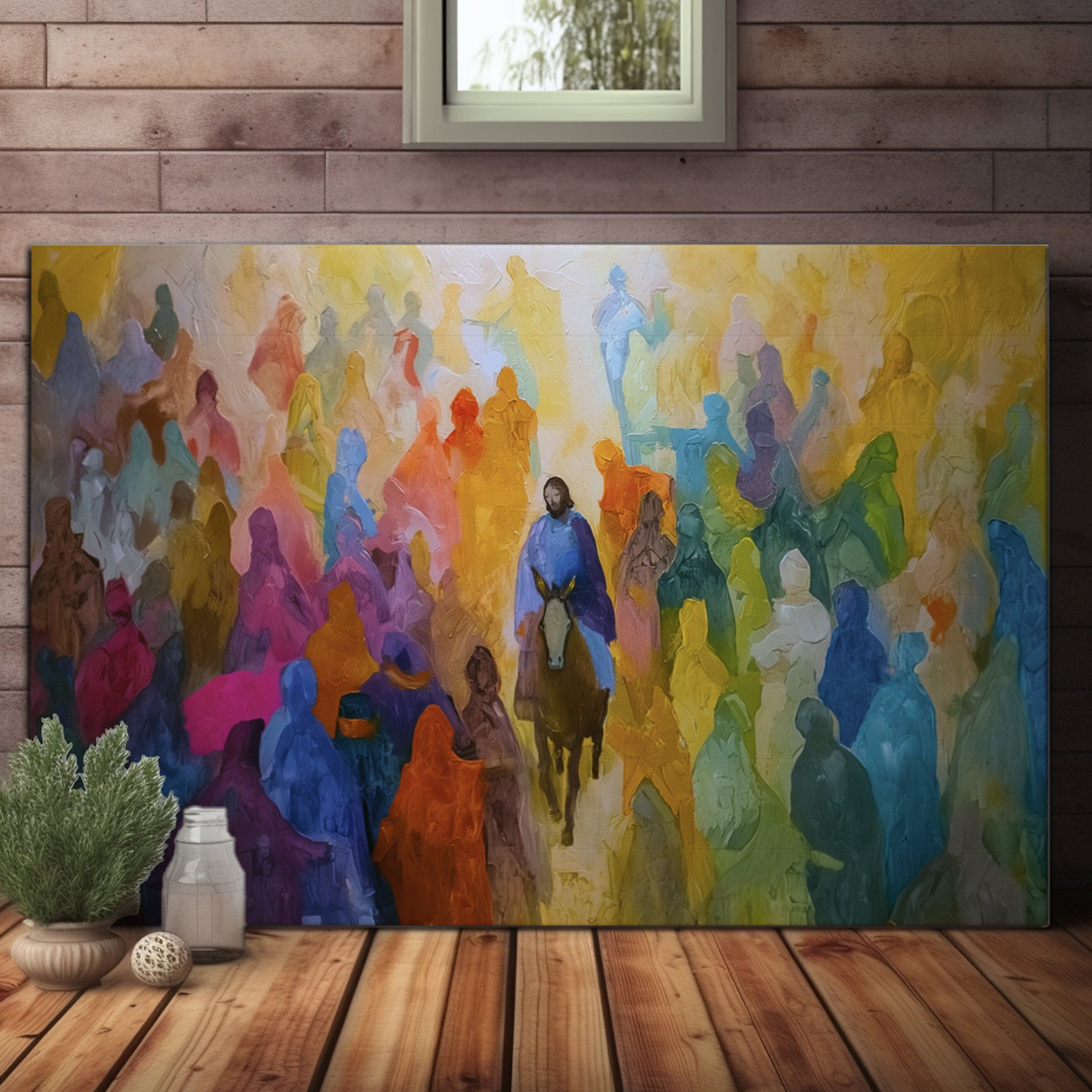 Abstract Jesus Riding Into Jerusalem Christian Palm Sunday Art Jesus ...