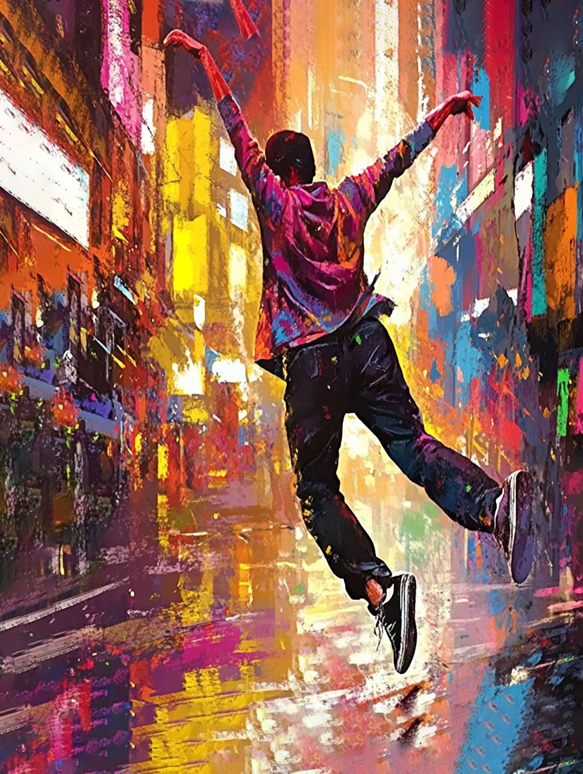 Abstract Jumping Man Canvas Wall Art PrintSuitable for Living ...