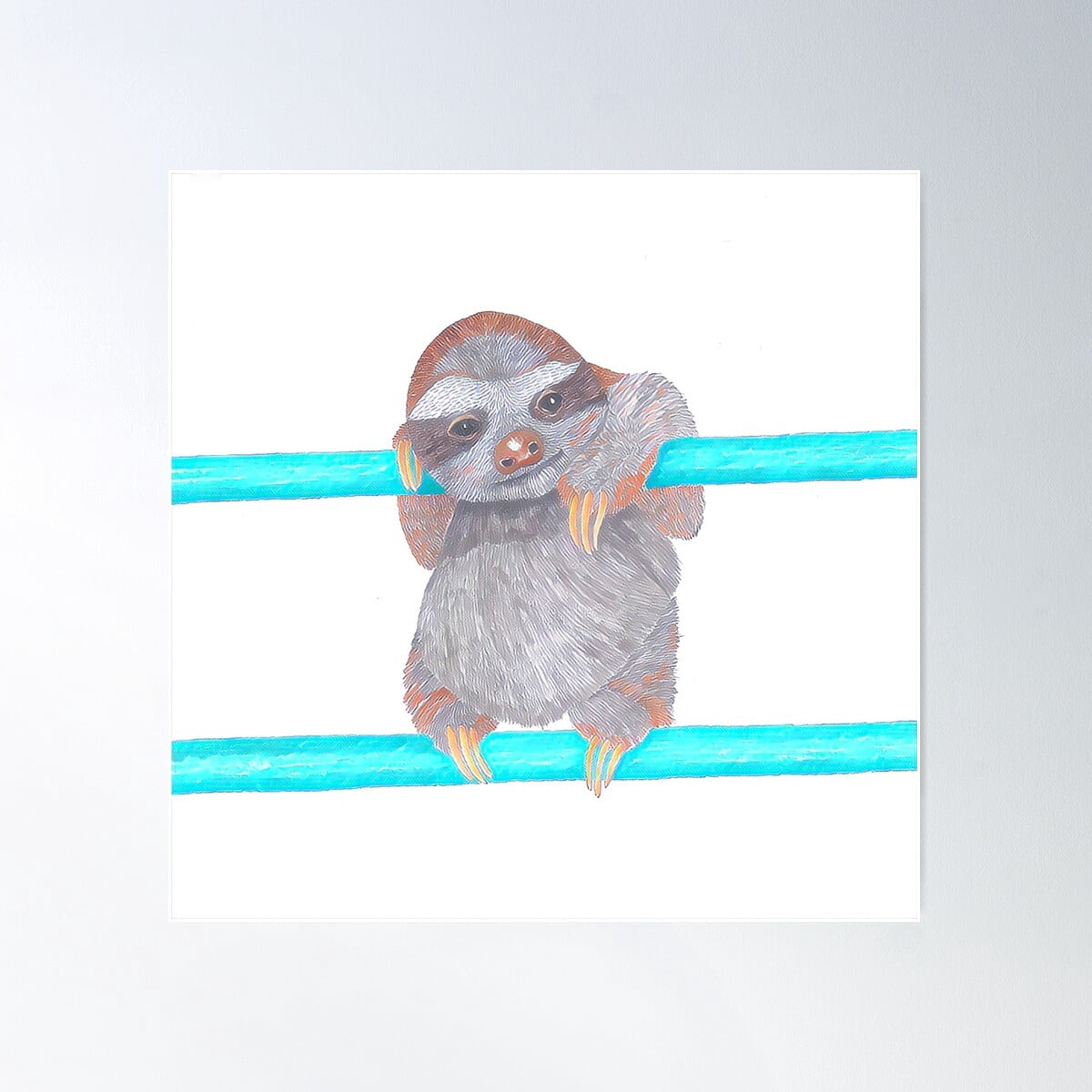 Abstract Jungle Baby Sloth V1 Poster Wall Art, Modern Wall Decor For ...
