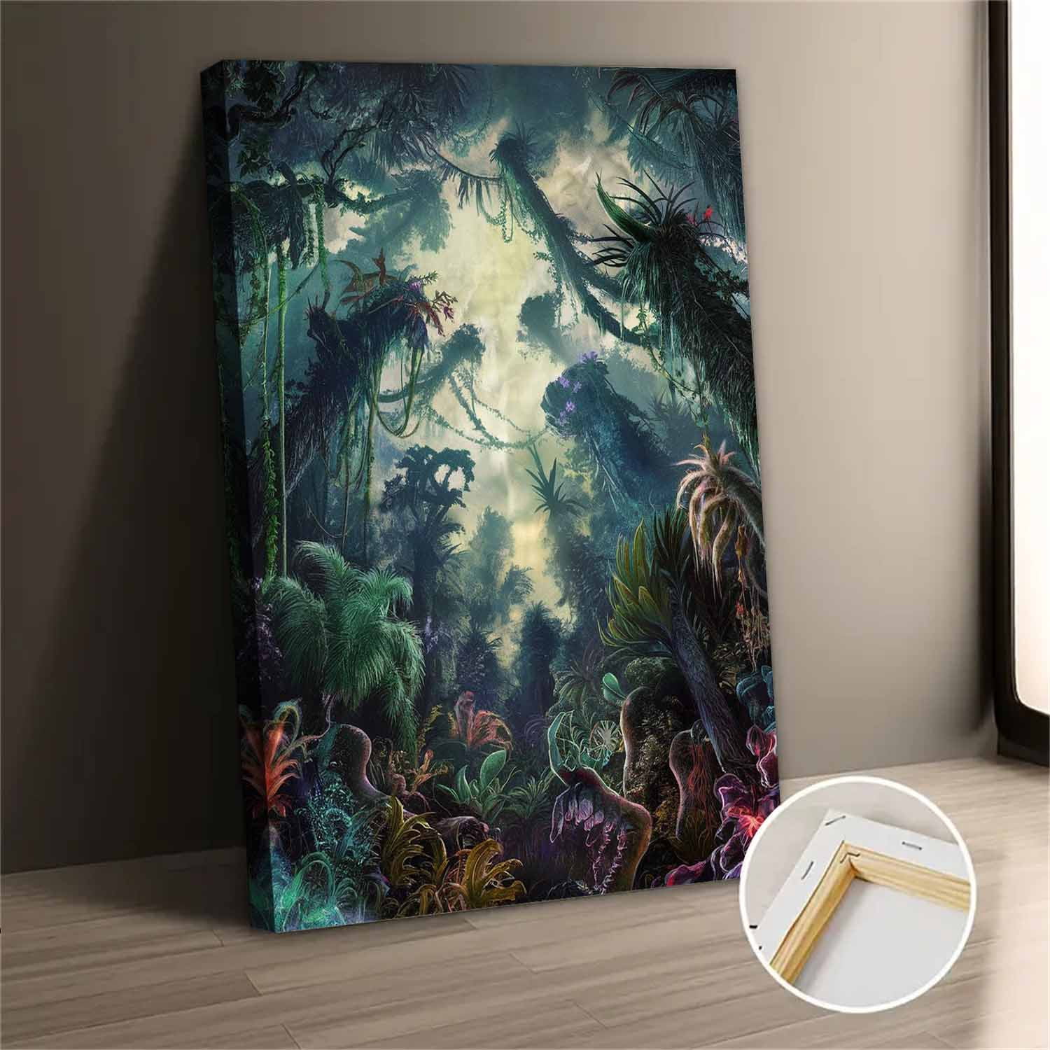 Abstract Jungle Canvas Wall Art Print For Bedroom Living Room Decor ...