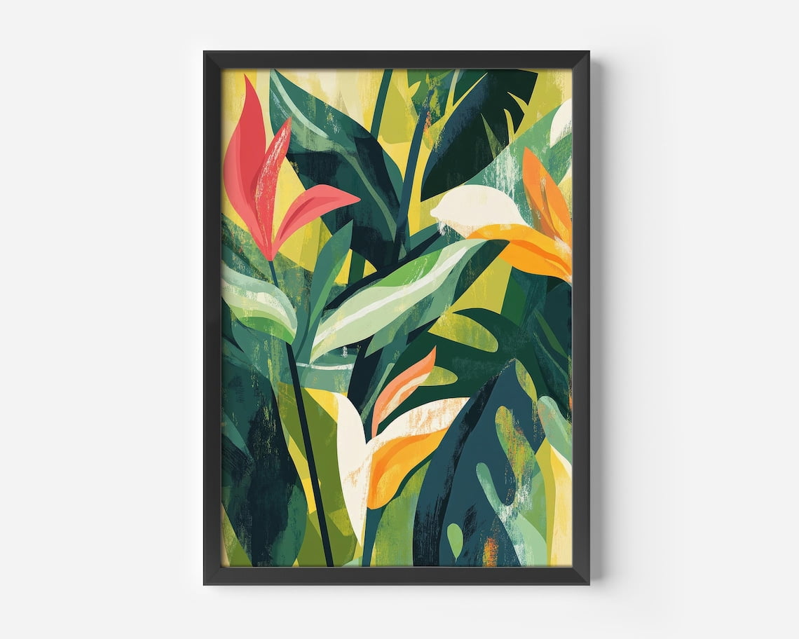 Abstract Jungle Poster Tropical Leaves Illustration Modern Botanical ...