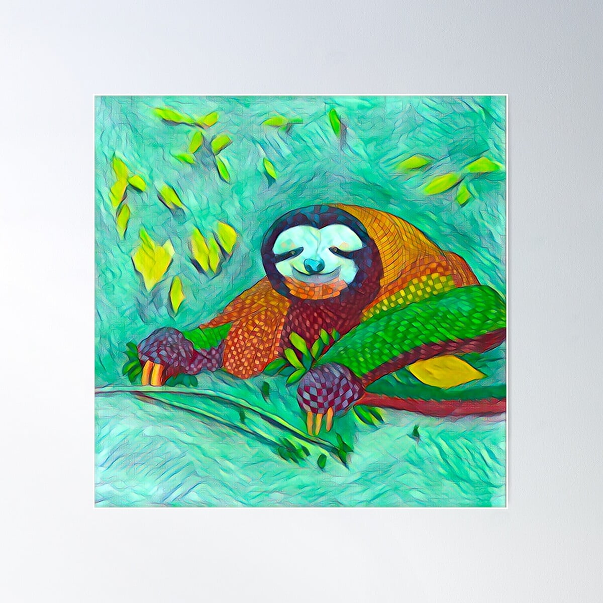 Abstract Jungle Sloth V1 Poster Wall Art, Modern Wall Decor For Living ...