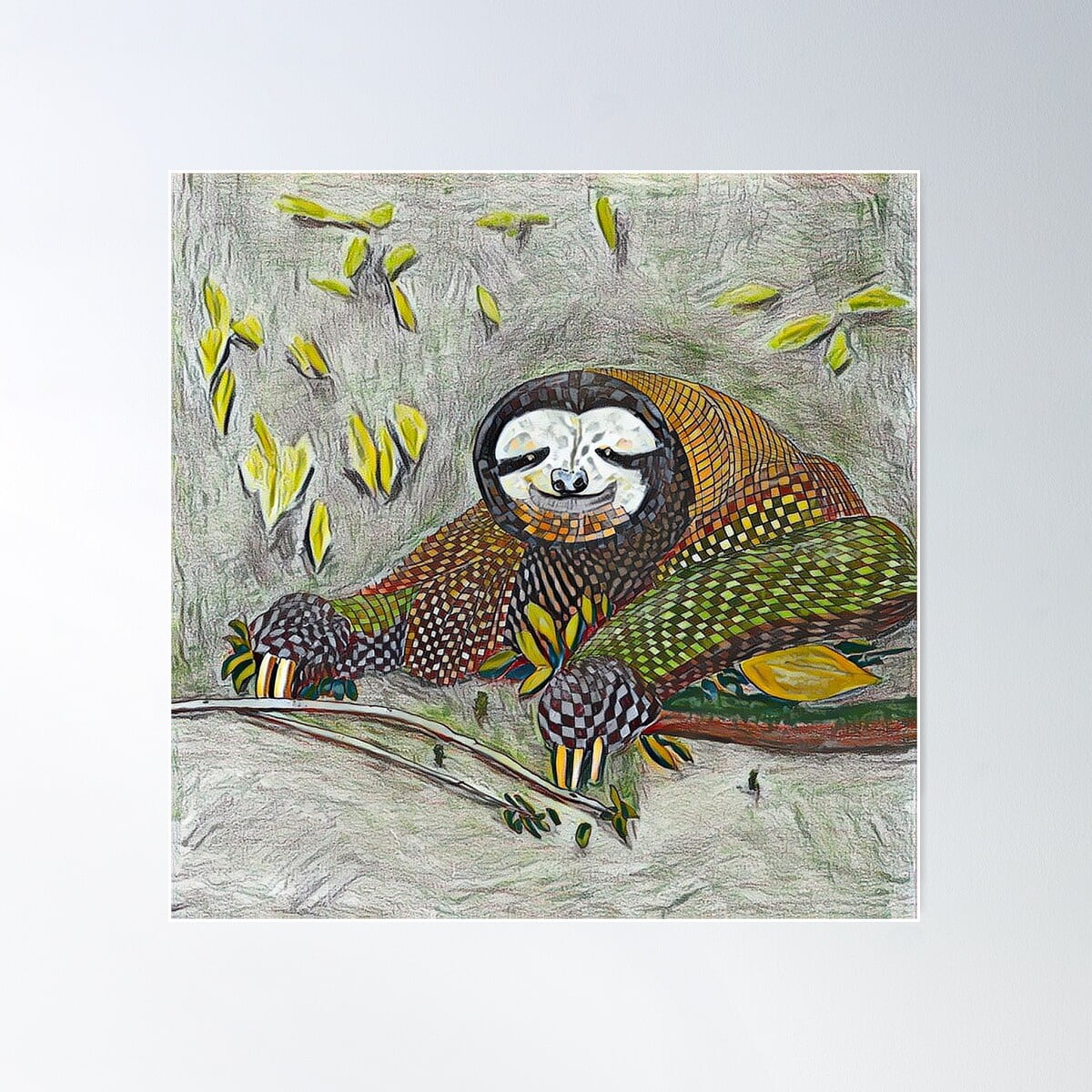 Abstract Jungle Sloth V4 Poster Wall Art, Modern Wall Decor For Living ...