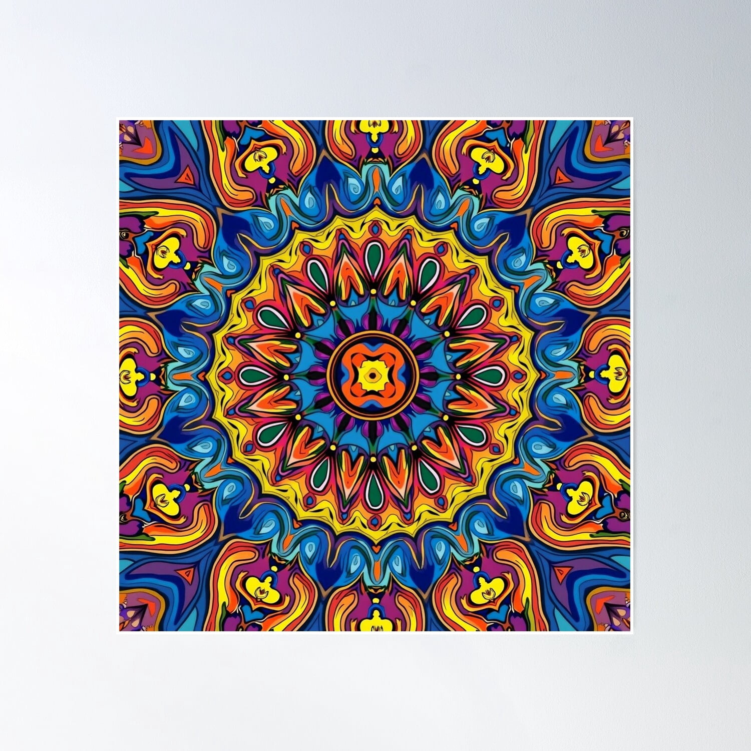 Abstract Kaleidoscope Psychedelic Patterns Poster Wall Art, Modern Wall ...