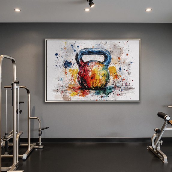 Abstract Kettlebell Art, Vibrant Gym Decor, Fitness UNFRAMED Poster ...