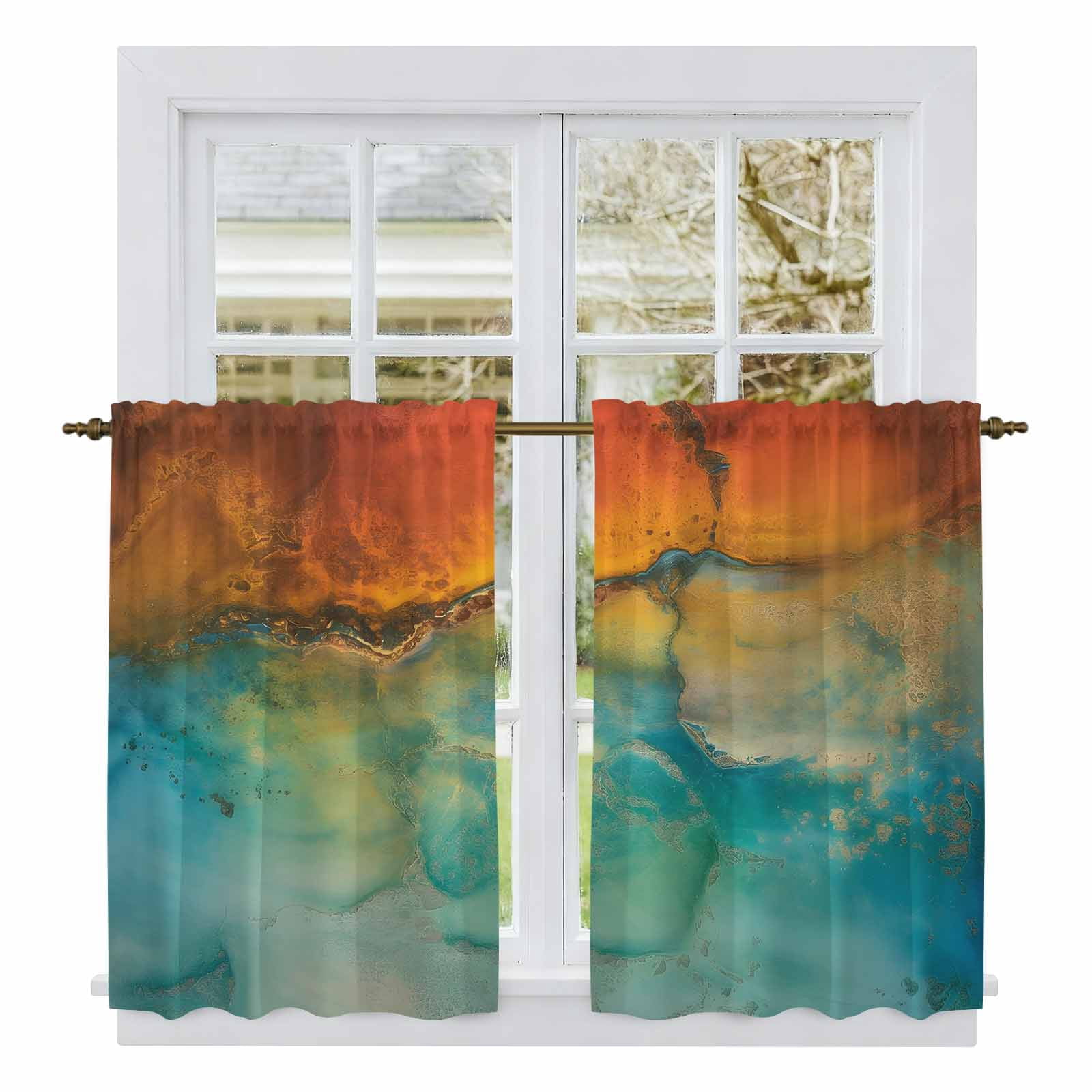 Abstract Kitchen Curtain for Berdoom Living Room Cafe 54 Inch Length ...