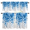 Abstract Kitchen Curtains Set for Windows, Blue Gradient Watercolors ...