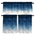 Abstract Kitchen Curtains Set for Windows, Blue White Beach Gradient ...