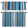 Abstract Kitchen Curtains Set for Windows, Colorful Mexican Stripe Blue ...