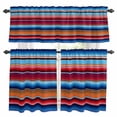 Abstract Kitchen Curtains Set for Windows, Colorful Mexican Stripe Blue ...