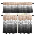 Abstract Kitchen Curtains Set for Windows, Gray Brown Gradient Waves ...