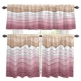 Abstract Kitchen Curtains Set for Windows, Pink Brown Gradient Waves ...