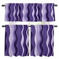 Abstract Kitchen Curtains Set for Windows, Purple Gradient Waves Beach ...