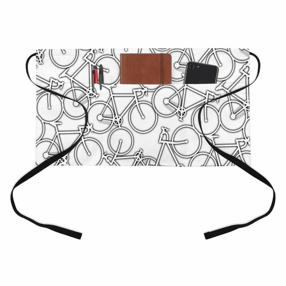 Abstract Kitchen Restaurant Half Waist Apron, Black Bicycles Line ...