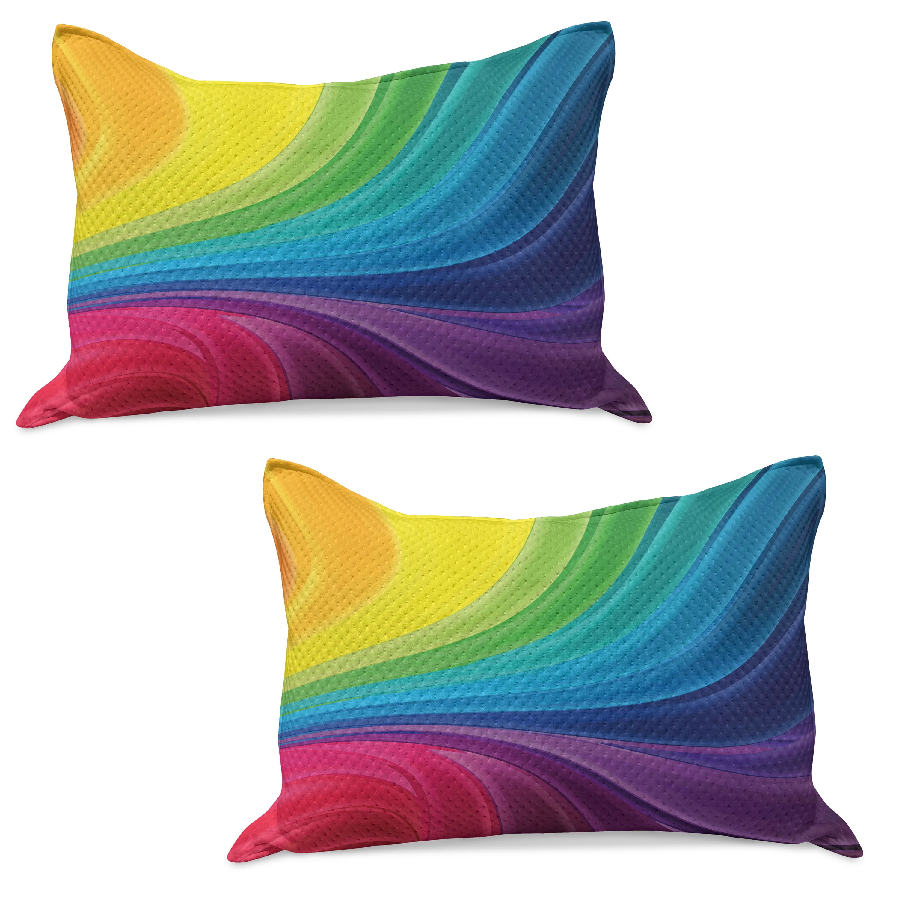 Abstract Knitted Quilt Pillowcover Set of 2, Abstract Smooth Rainbow ...