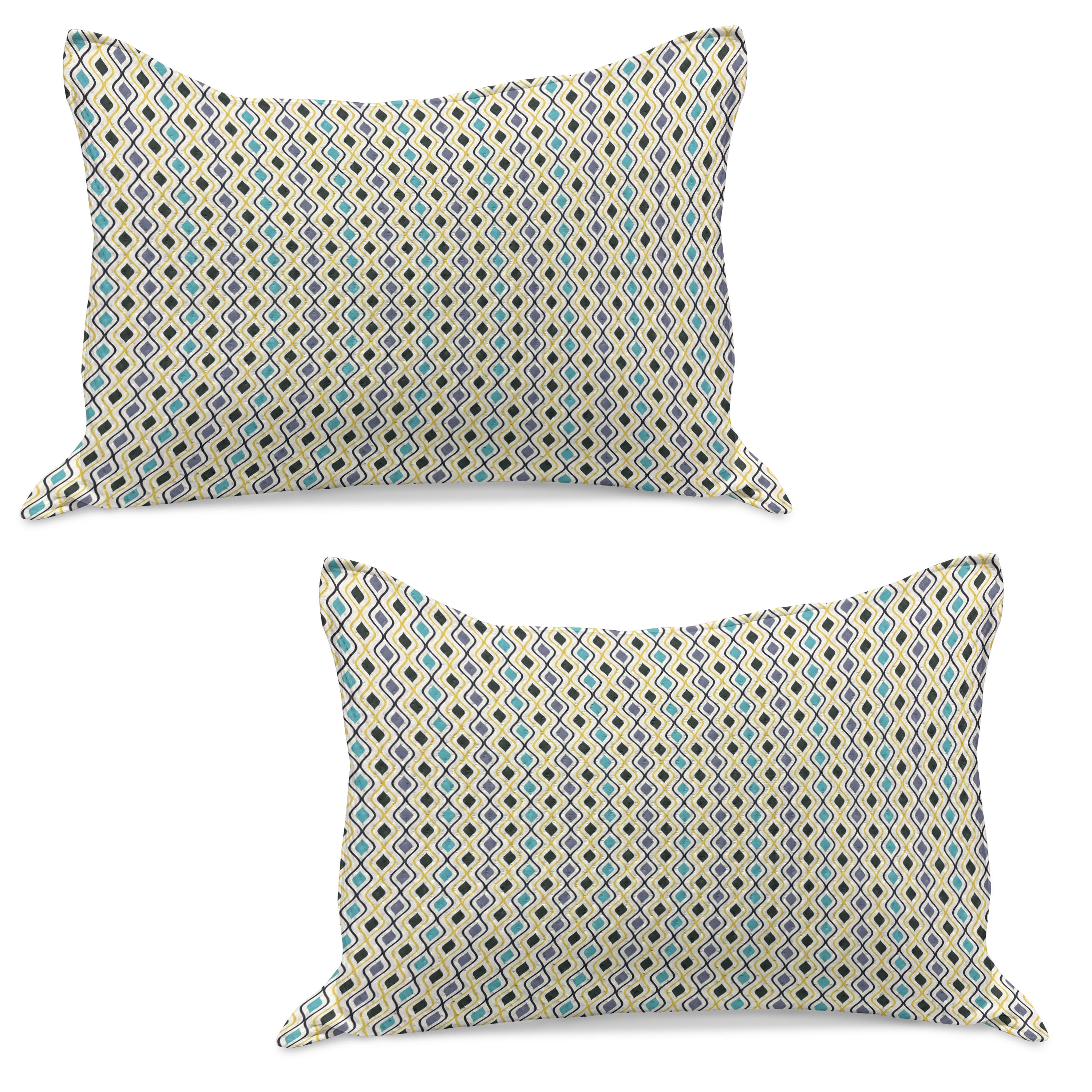 Abstract Knitted Quilt Pillowcover Set of 2, Vertical Waves Curvy Lines ...