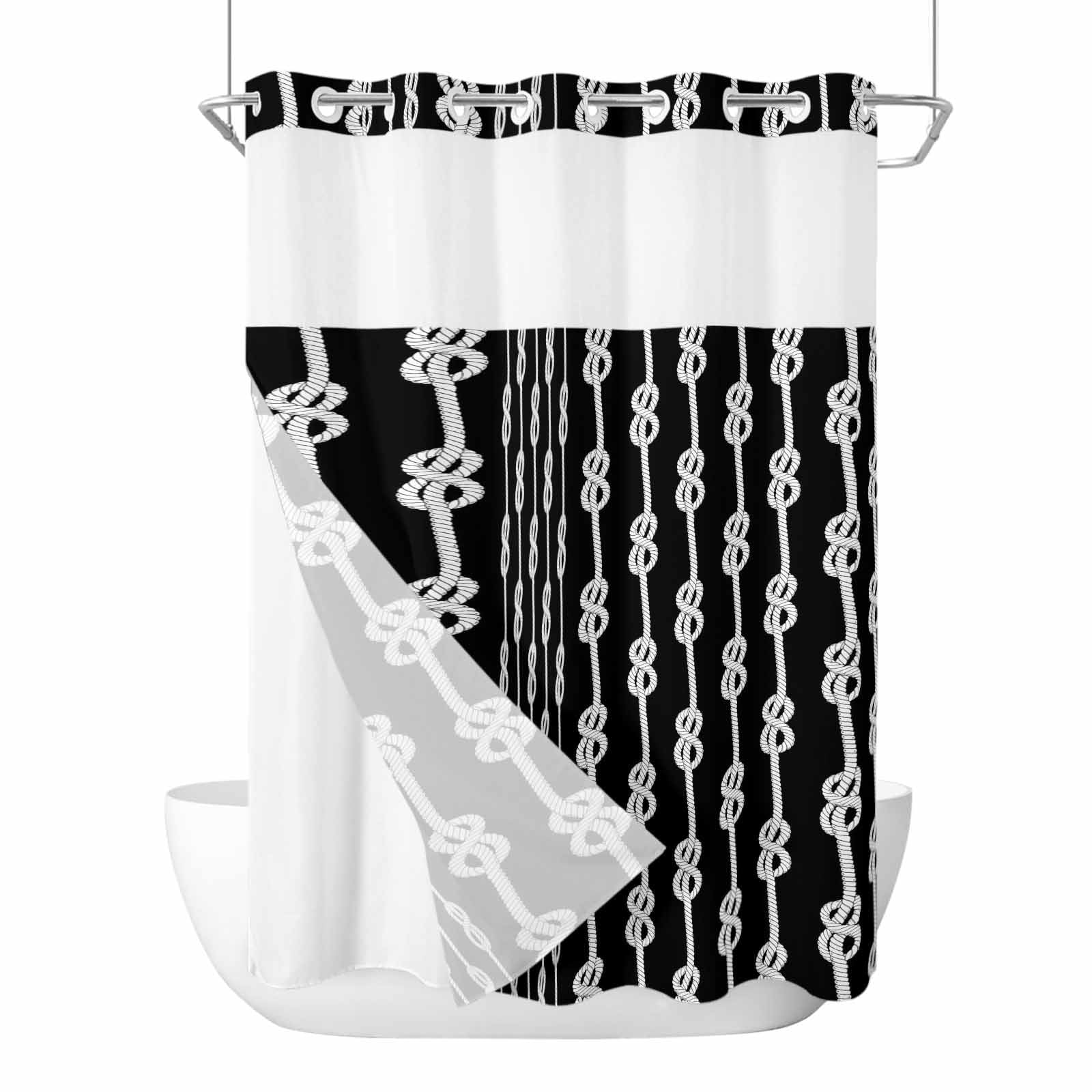 Abstract Knot on Black Background No Hook Shower Curtain with Snap in ...