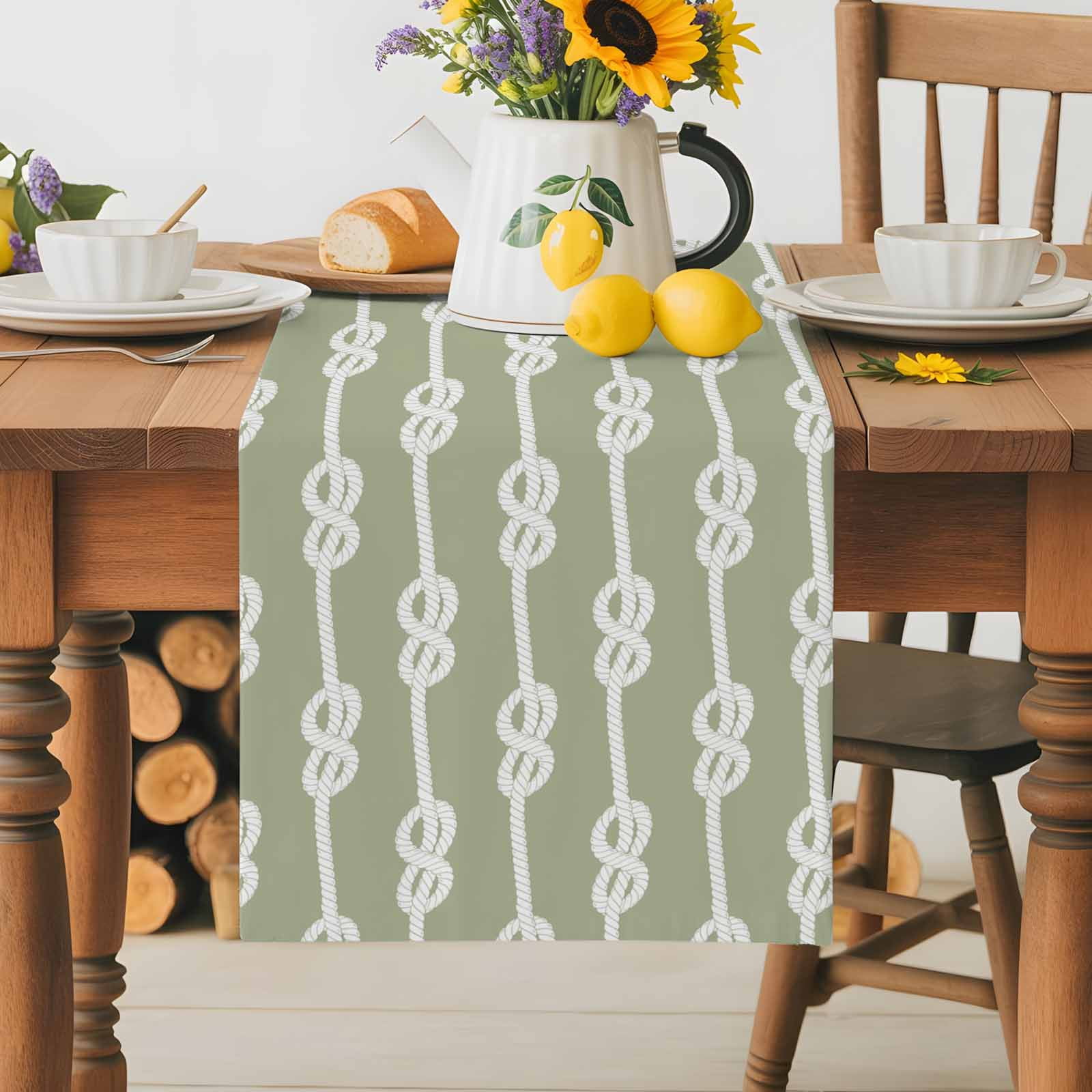 Abstract Knot on Green Background Table Runners 13x36 Inches Long Linen ...