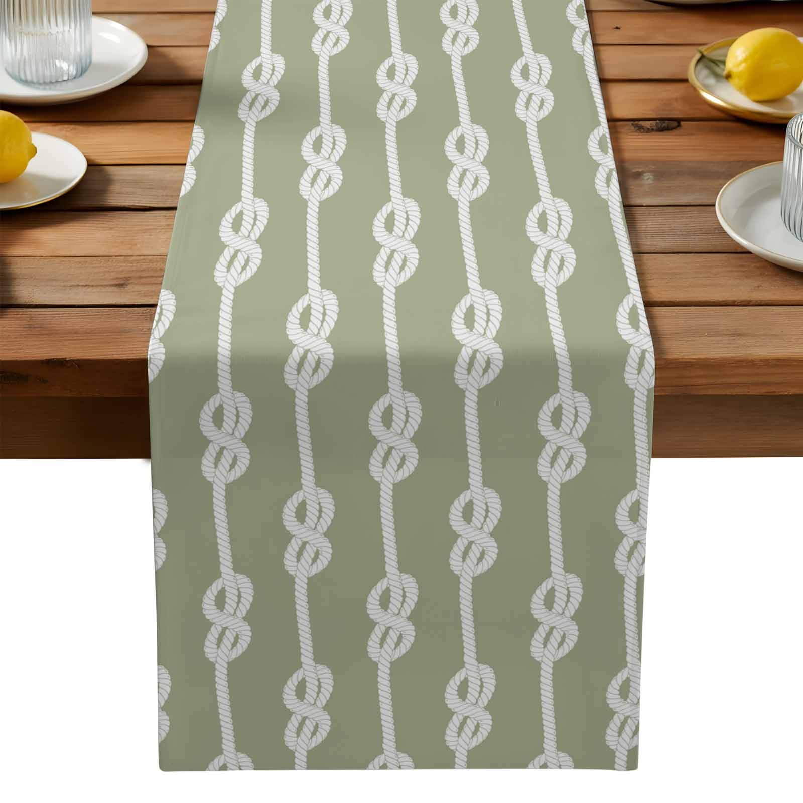 Abstract Knot on Green Background Table Runners 13x70 Inches Long Linen ...