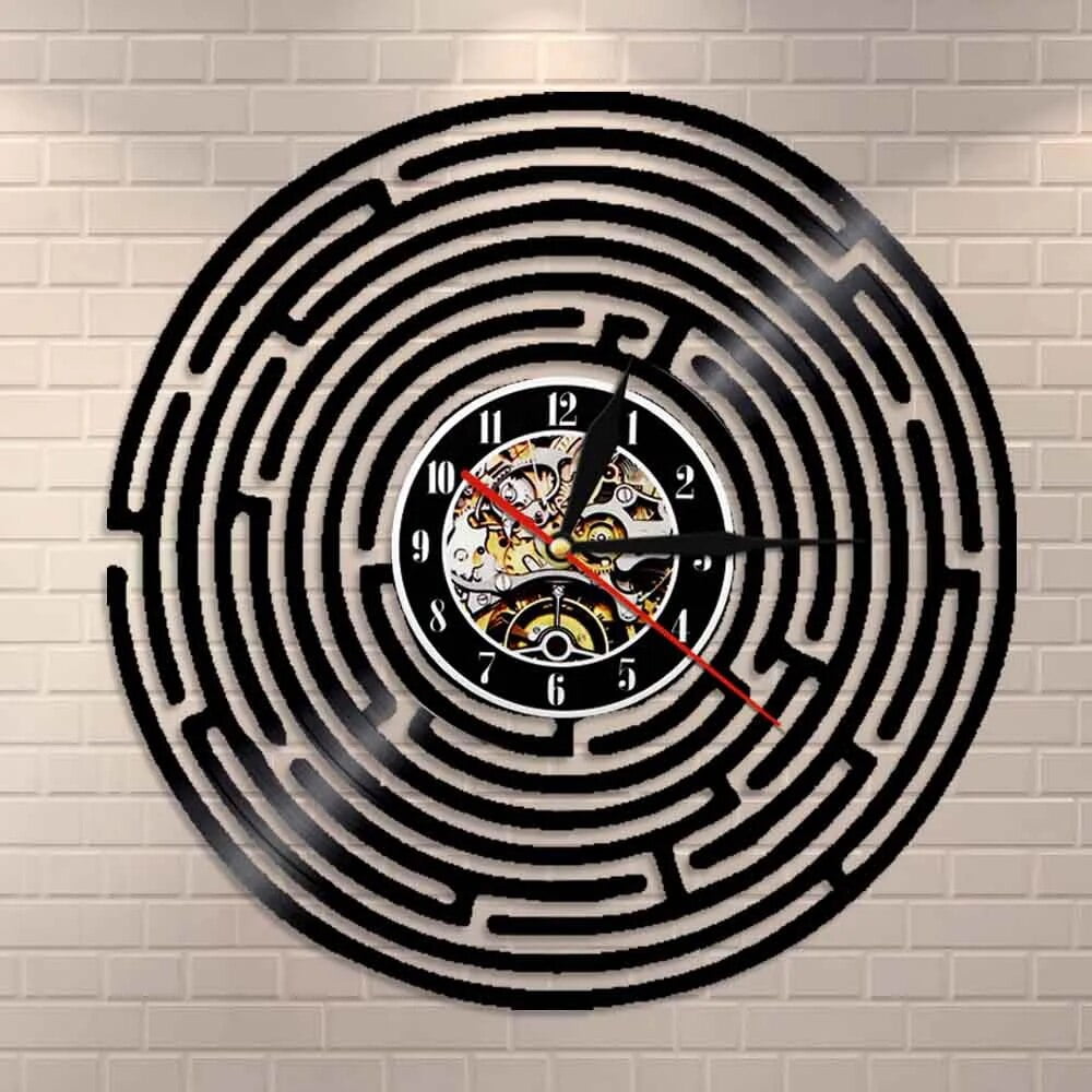 Abstract Labyrinth Minimalist Vinyl Wall Clock,Vinyl Record Clock Wall ...