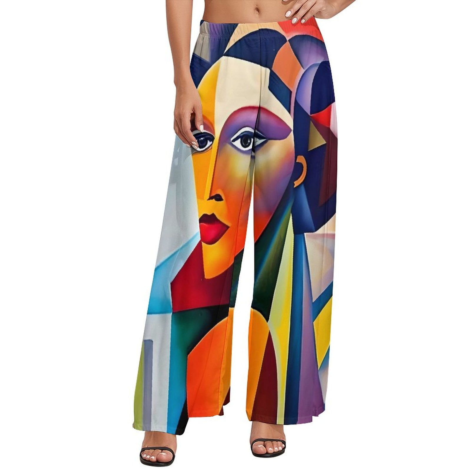 Abstract Lady Face Straight Pants Pop Art Modern Wide Leg Pants Female ...