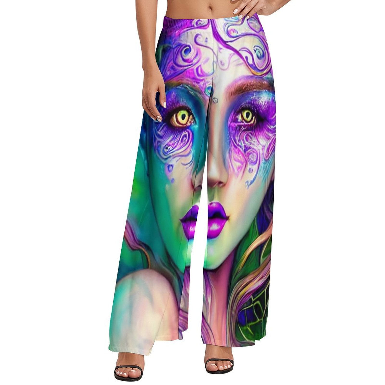 Abstract Lady Face Straight Pants Pop Art Modern Wide Leg Pants Female ...