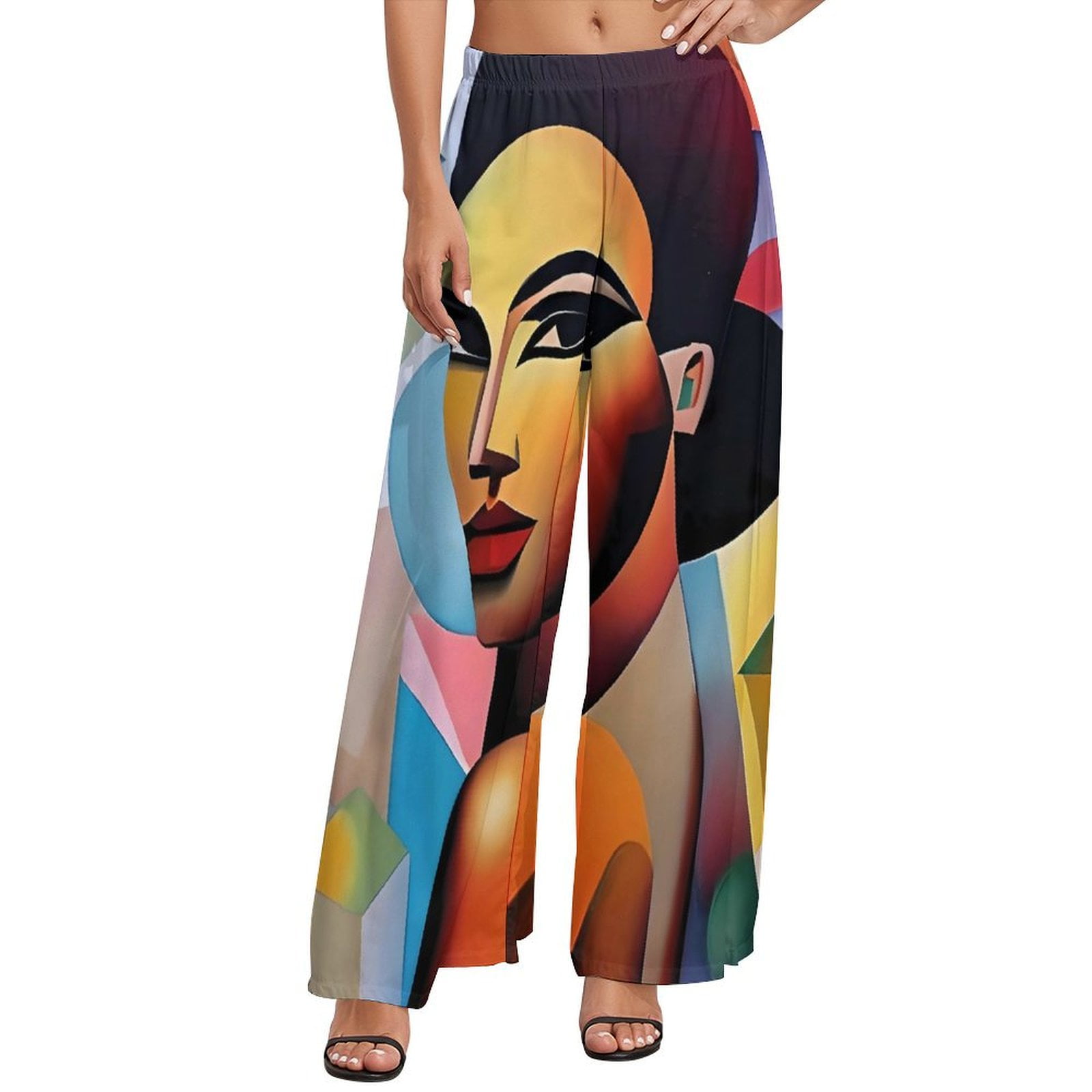 Abstract Lady Face Straight Pants Pop Art Modern Wide Leg Pants Female ...