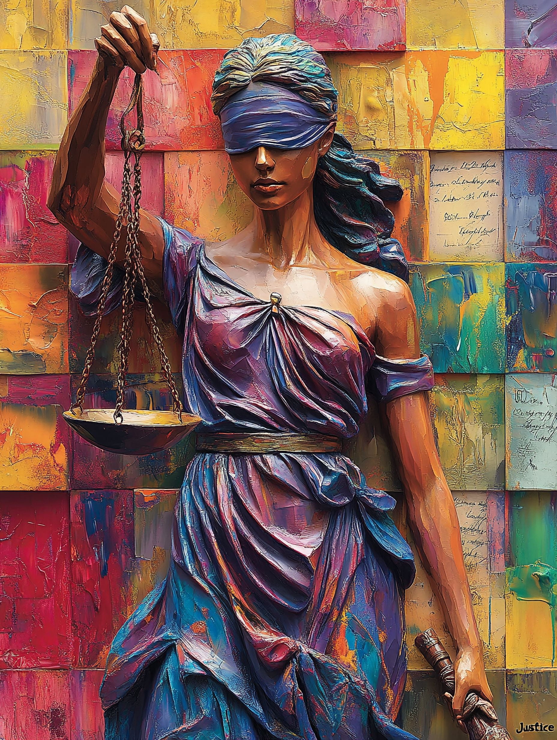Abstract Lady Justice Canvas Art Print， Perfect for Living Room ...