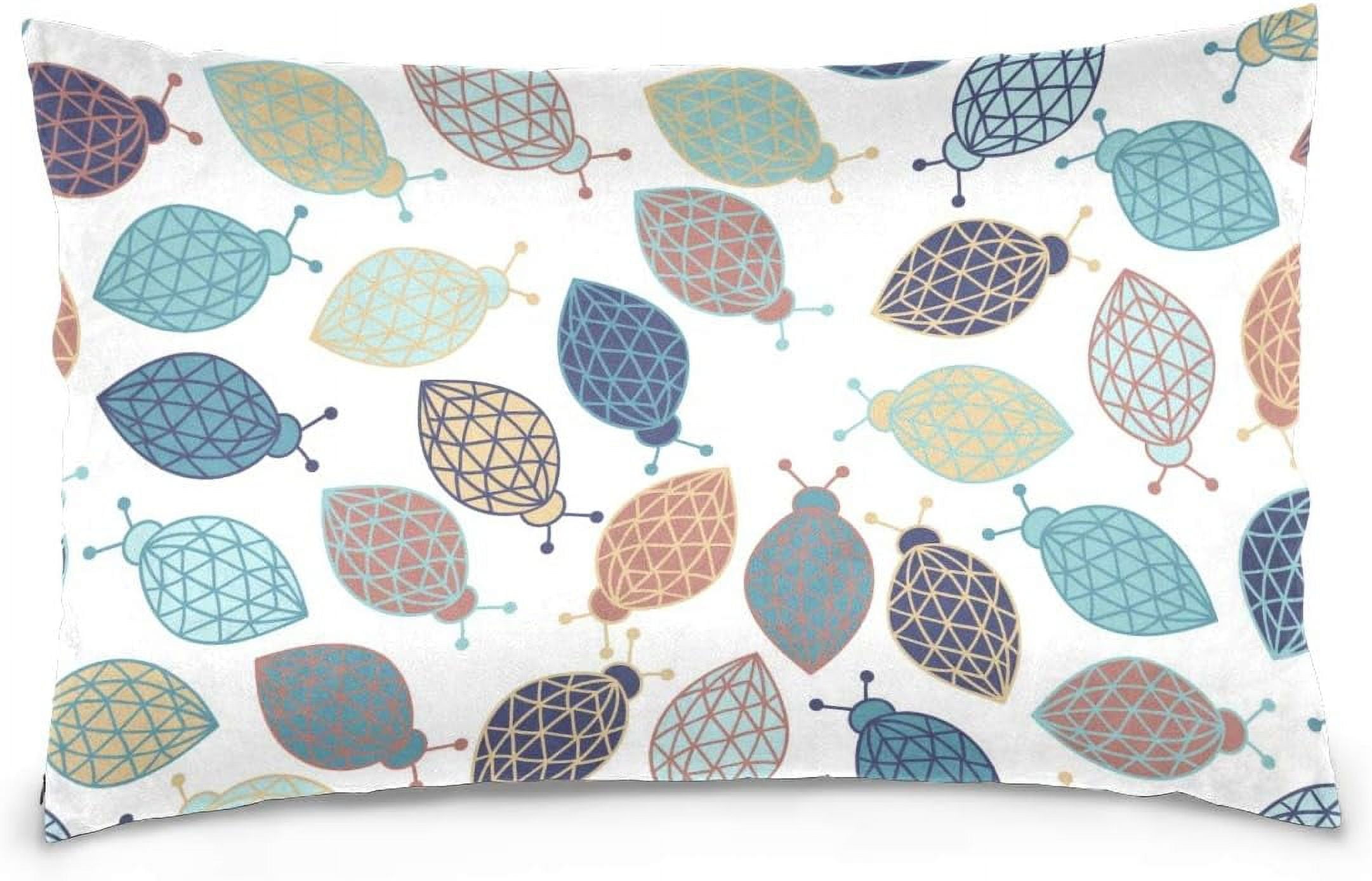 Abstract Ladybirds On White Velvet Oblong Lumbar Plush Throw Pillow ...