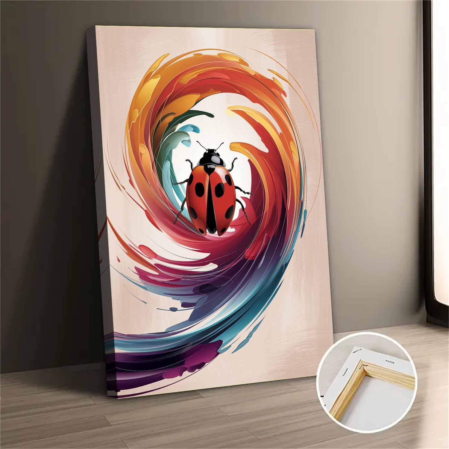 Abstract Ladybug Canvas Wall Art Print for Bedroom, Living Room, Home ...