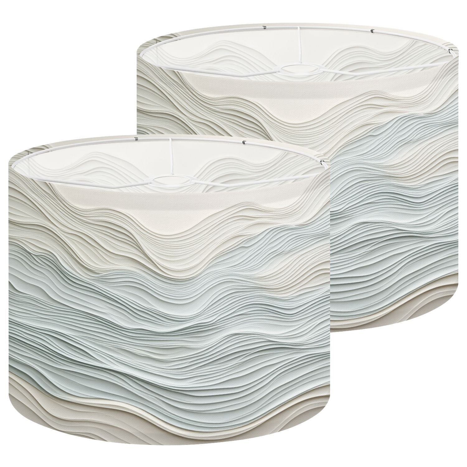 Abstract Lampshades 2 Pack Botanical Layered Paper Waves Neutral Pastel ...