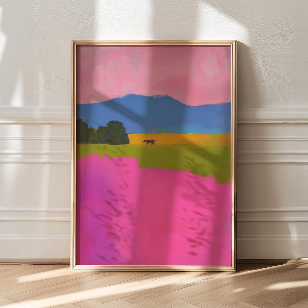Abstract Landscape Art Pink And Green Wall Art Modern Abstract Painting ...