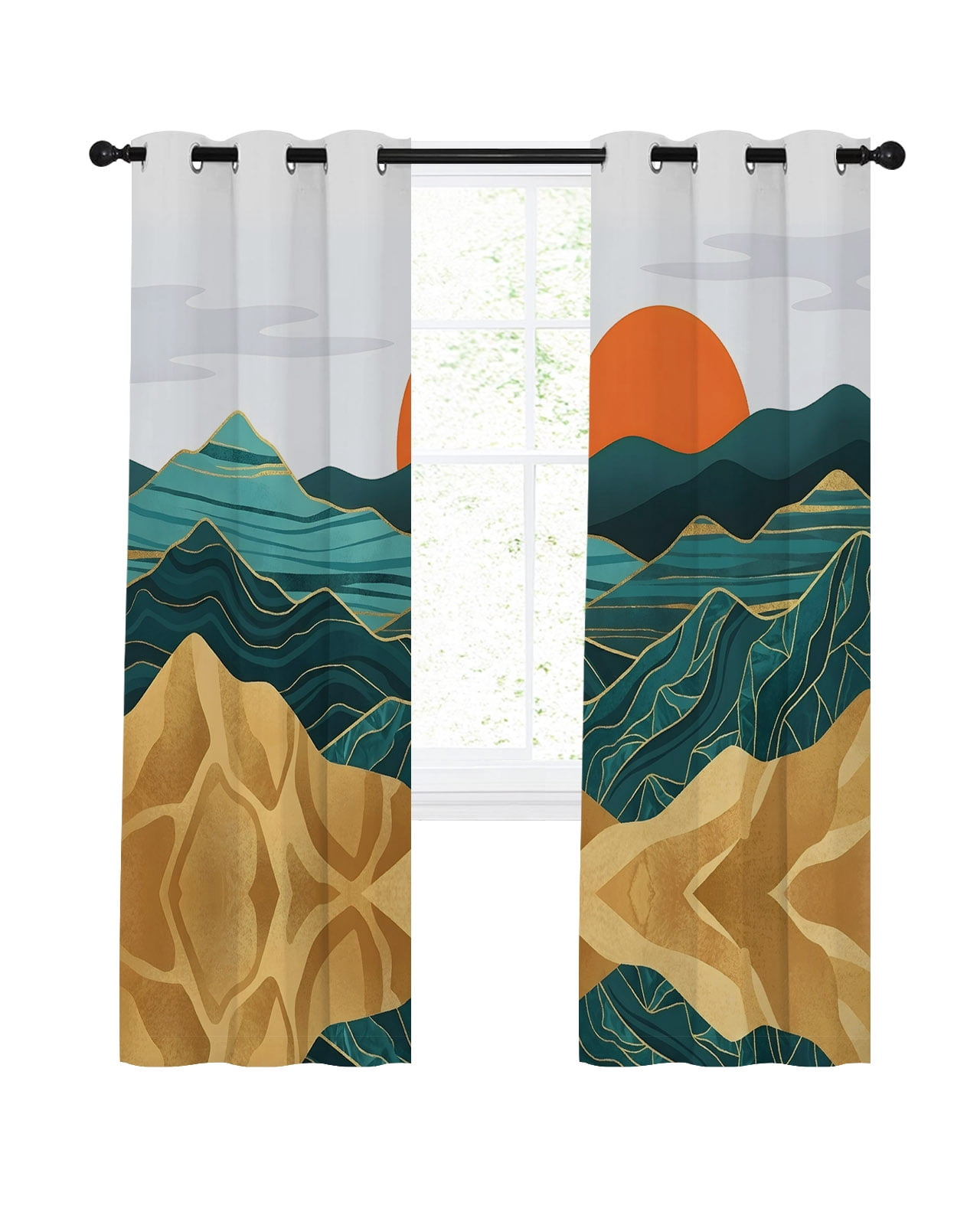 Abstract Landscape Blackout Curtains for Bedroom Living Room, Mountain ...
