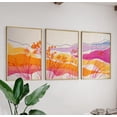 Abstract Landscape Botanical Orange Pink Line Illustration Triptych Set ...