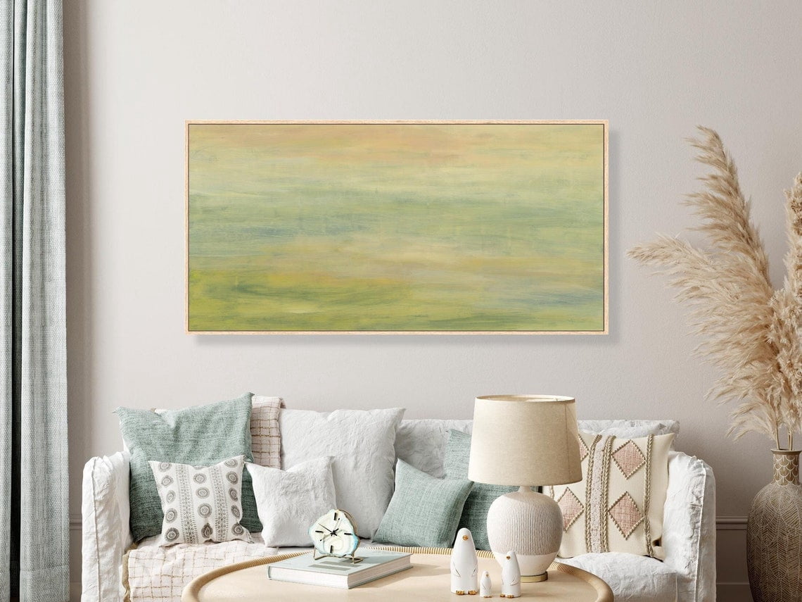 Abstract Landscape Canvas Wall Art Lake House Long Horizontal Forest ...