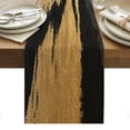 Abstract Landscape Cotton Linen Table Runner Black Mountains Gold River ...
