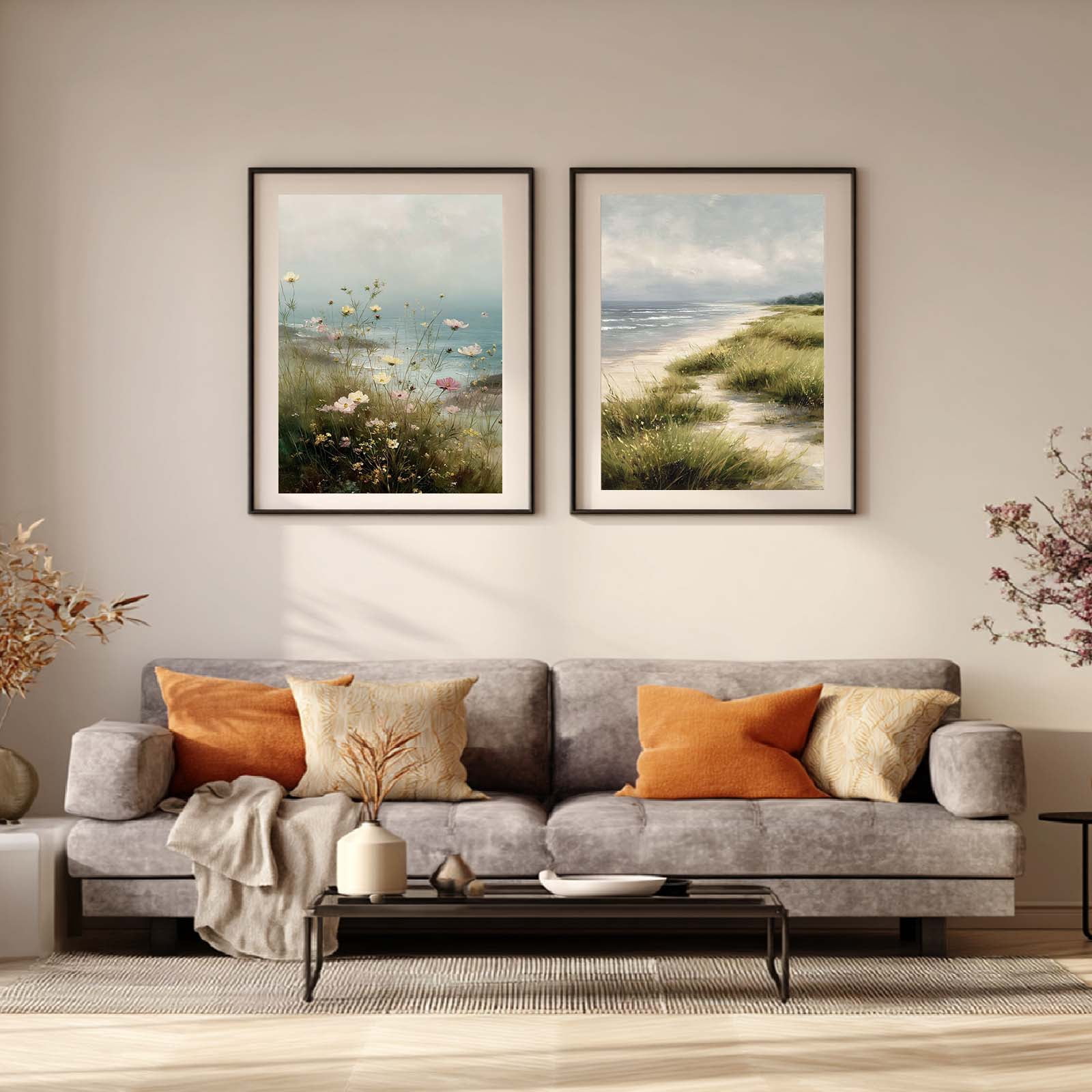 Abstract Landscape Flowers by the Sea Canvas Painting – Wall Art for ...