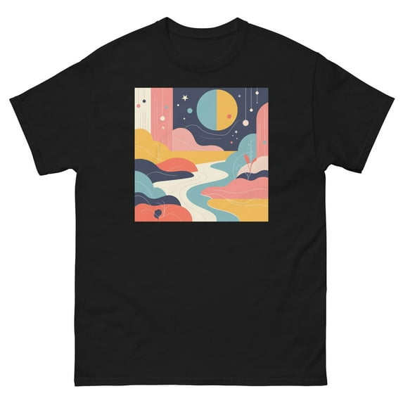 Abstract Landscape Graphic Tee with Artistic Geometric Minimal Pattern ...