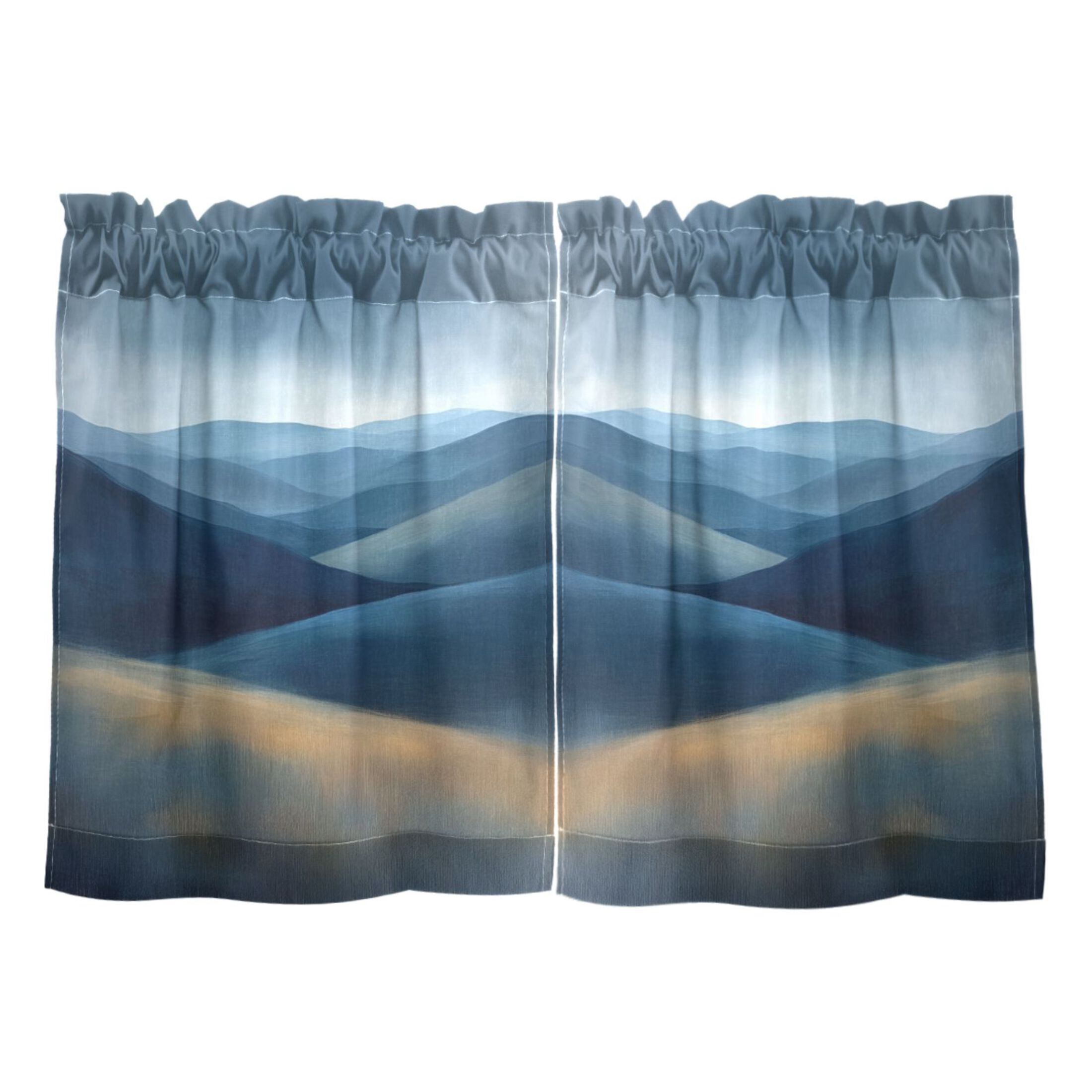 Abstract Landscape Kitchen Curtains Tier Set 27x36 Inch 2 Panels Semi ...