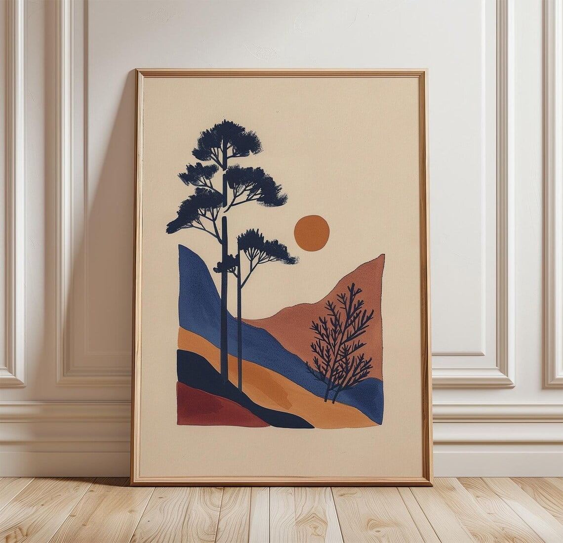 Abstract Landscape Minimalist Mountain Tree Modern Nature Wall Art ...