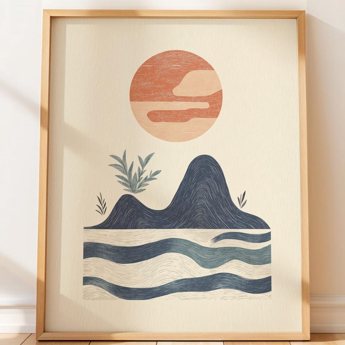 Abstract Landscape Modern Minimalist Decor Line Art Boho Unframed Paper ...